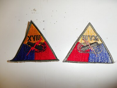 e4696 WW2 US Army XVIII 18 Armored Corps patch Triangle Division ...