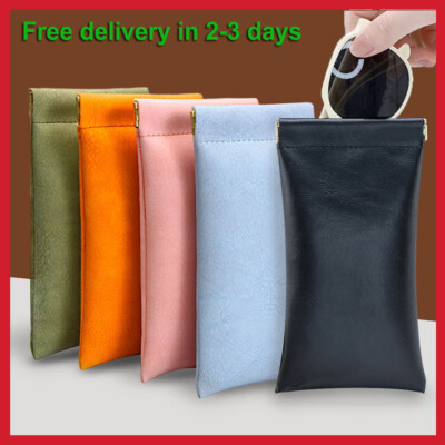 Magnetic Glasses Case With Spring Top - Soft Leather Case Pouch For ...