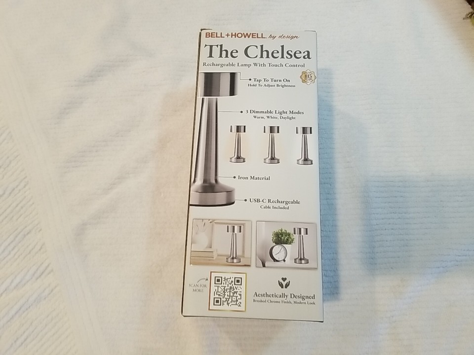 Bell + Howell Chelsea Deluxe Rechargeable Touch Lamp USB-C CABLE ...