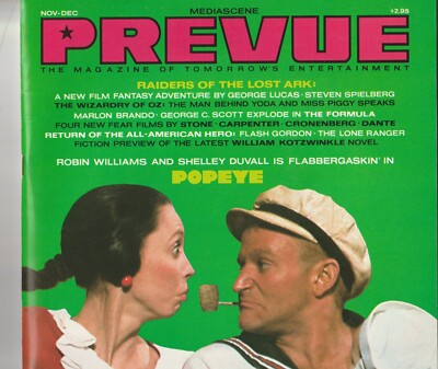 Mediascene Prevue # 43 1980 Steranko Popeye Raiders of the Lost Ark ...