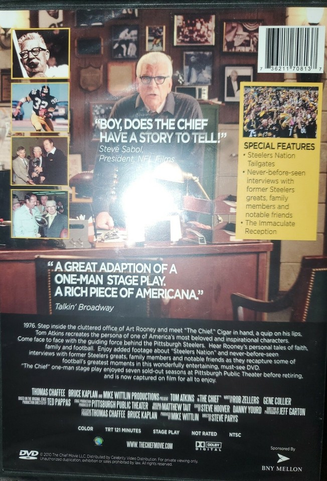 New RARE DVD The Chief Art Rooney Pittsburgh Steelers Tom Atkins ...