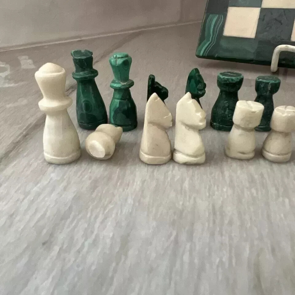 Luxury Malachite Chess Board Game with Chess Pieces /Marble & Malachite ...