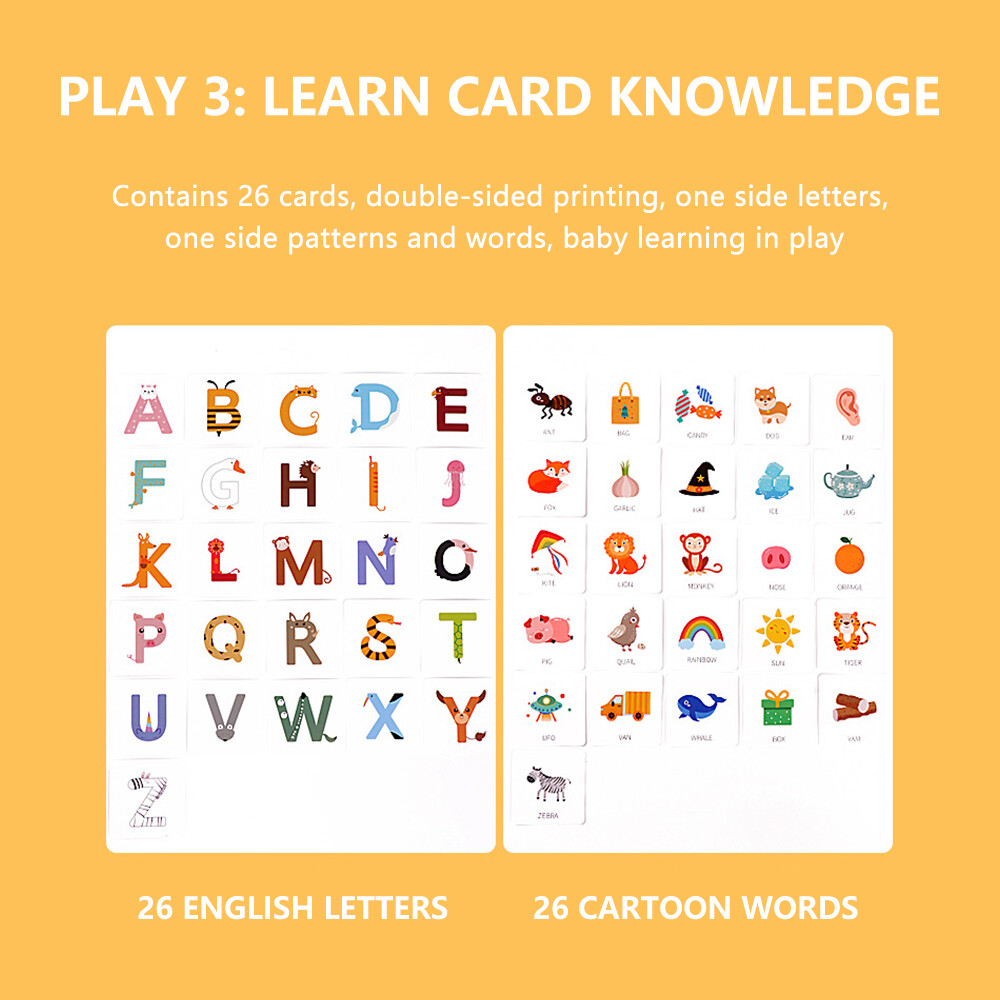 Baby Montessori Toy Wooden Pulling Carrot Alphabet Matching Game ...