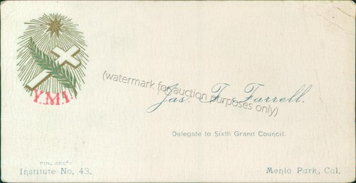 Young Men's Institute Calling Card: James F. Farrell, YMI Grand council ...