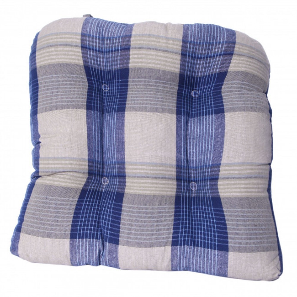 Sand Blue Check Pattern Chair Pad | eBay UK