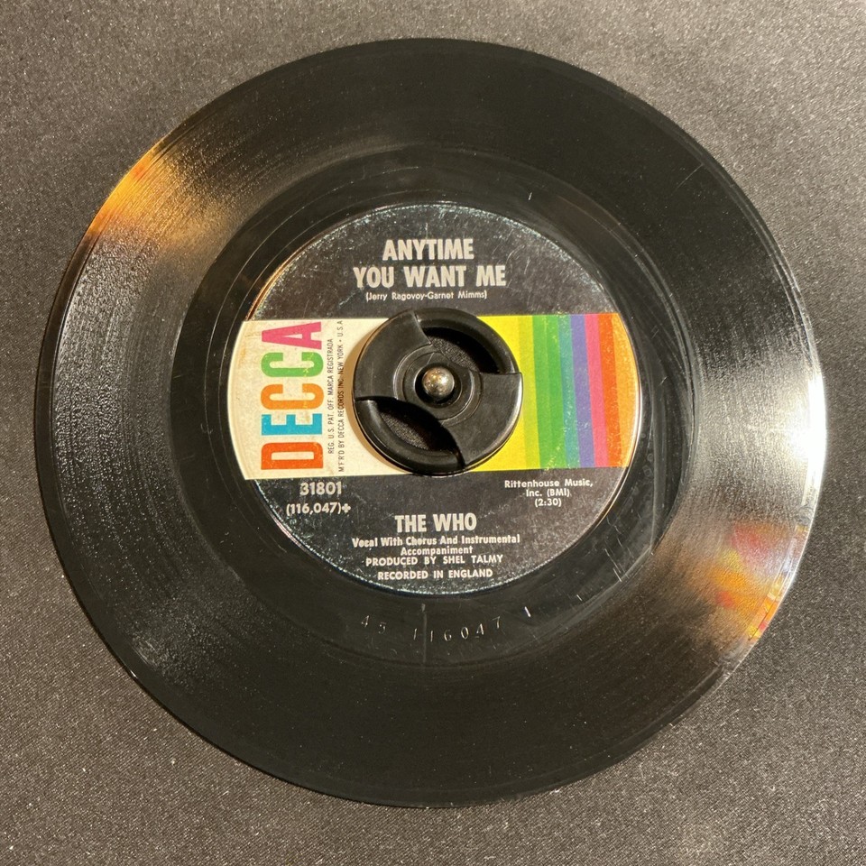 The Who 45RPM “Anyway, Anyhow, Anywhere” 1965 60s Classic Rock 7” Vinyl ...