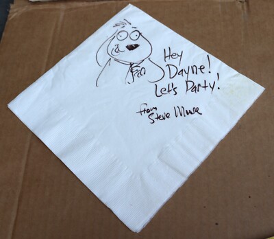 VINTAGE 1993 NAPKIN ART DRAWING SCKETCH DOG BY STEVE MOORE CARTOONIST ...