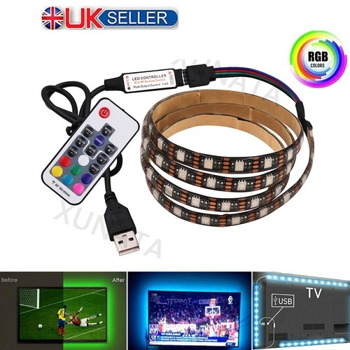 USB 5V RGB LED Strip Light Multicolor Backlight LCD TV PC Computer Case ...