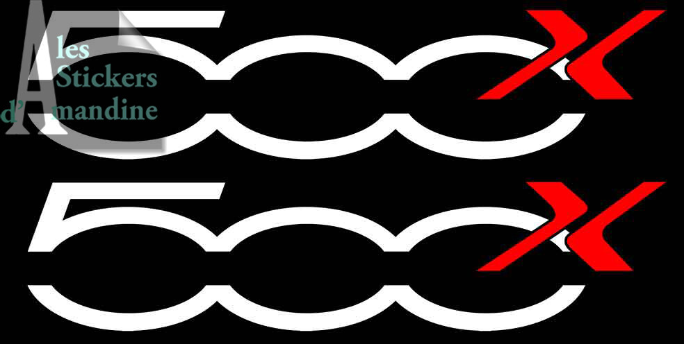 2 X LOGO FIAT 500X 500 X COULEUR BLANC / ROUGE AUTOCOLLANT STICKER ...
