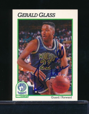 1991-92 Hoops #126 Gerald Glass signed auto autograph crisp blue ...
