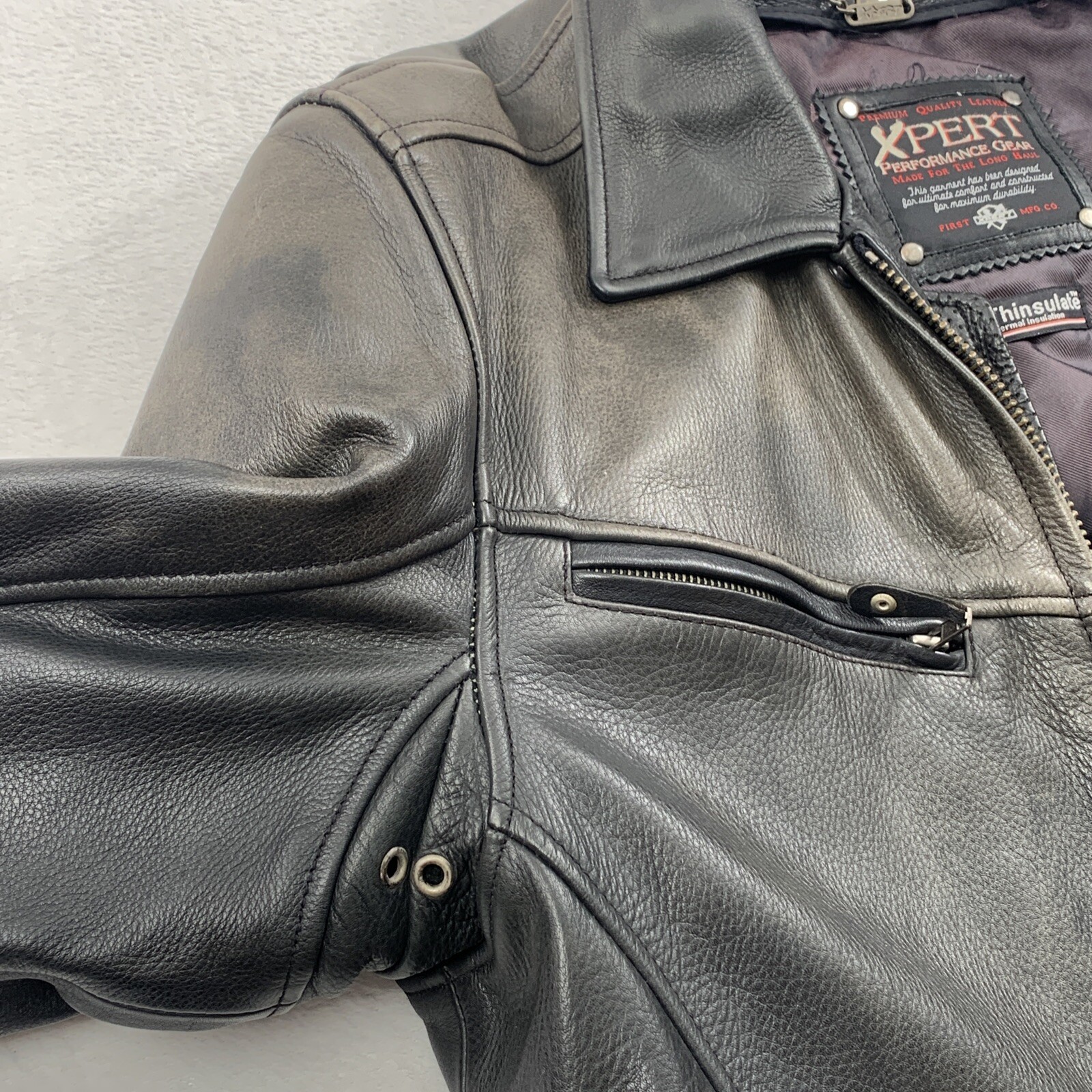 Xpert Motorcycle Heavy Leather Jacket Mens XL Black D… - Gem