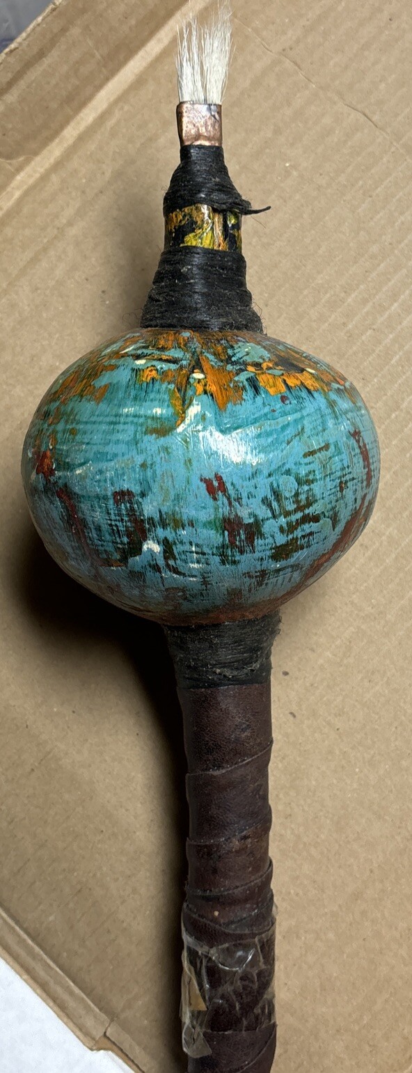 Authentic Native American Rattle Gourd Leather Painted Handmade Pueblo ...