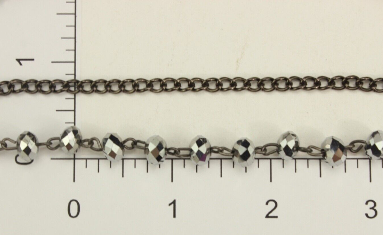 Vintage Chrome Faceted Bead Multistrand Chain Necklac… - Gem