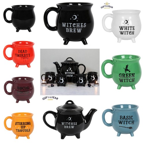 Witches Brew Cauldron Mug Teapot Tea Set Halloween Pagan Witch Coffee ...