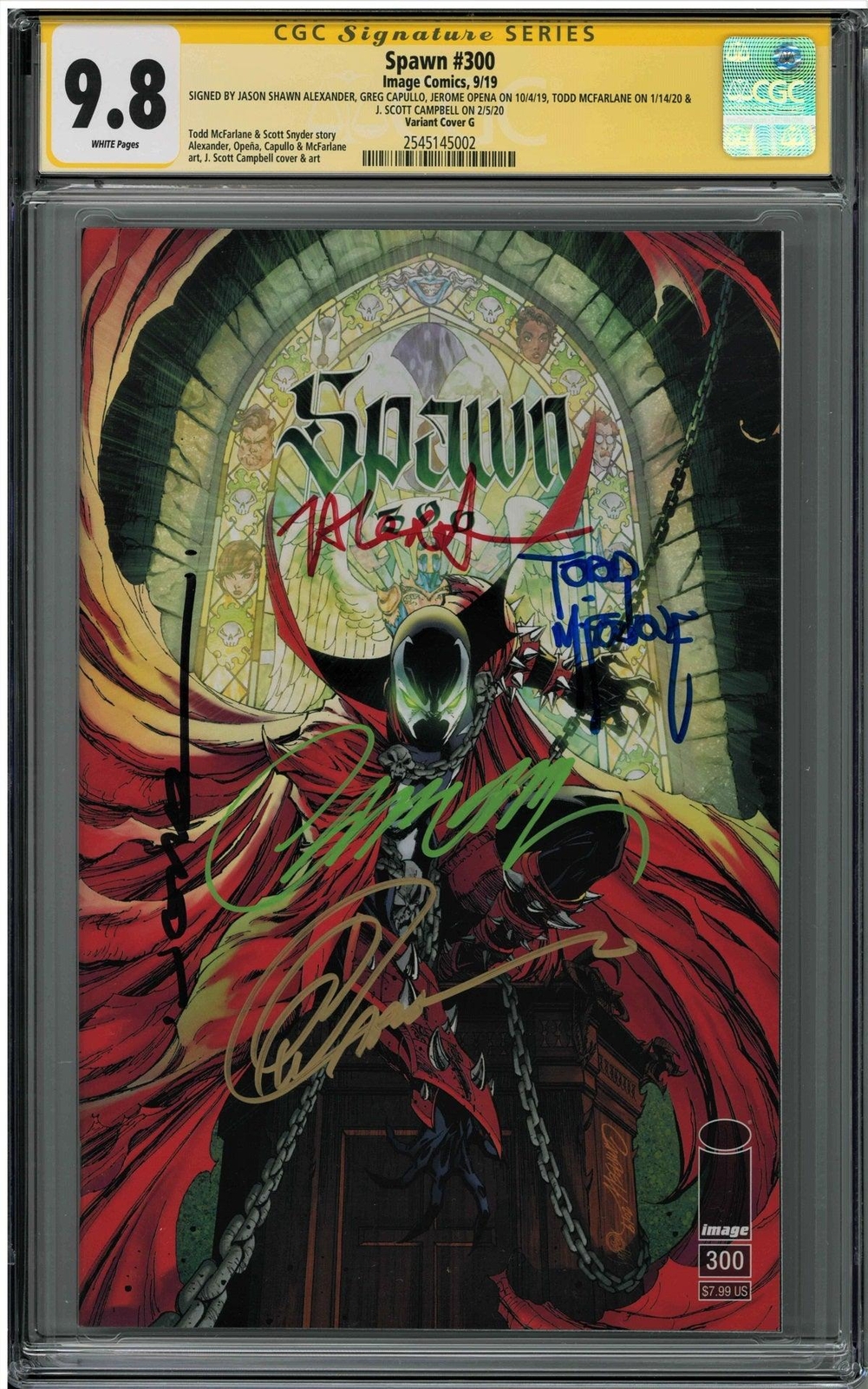 CGC SPAWN #300 VARIANT COVER G (9.8) SS - SIGNED BY MCFARLANE, CAMPBELL ...