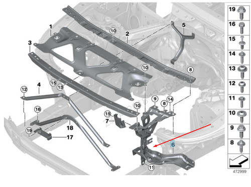 NEW BMW 7 G11 FRONT RIGHT HEADLIGHT BRACKET 51647357214 7357214 2016 ...