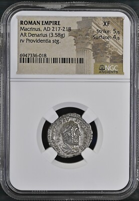 Roman Empire - Macrinus - AD 217-218 - Silver Denarius - NGC XF - RIC ...