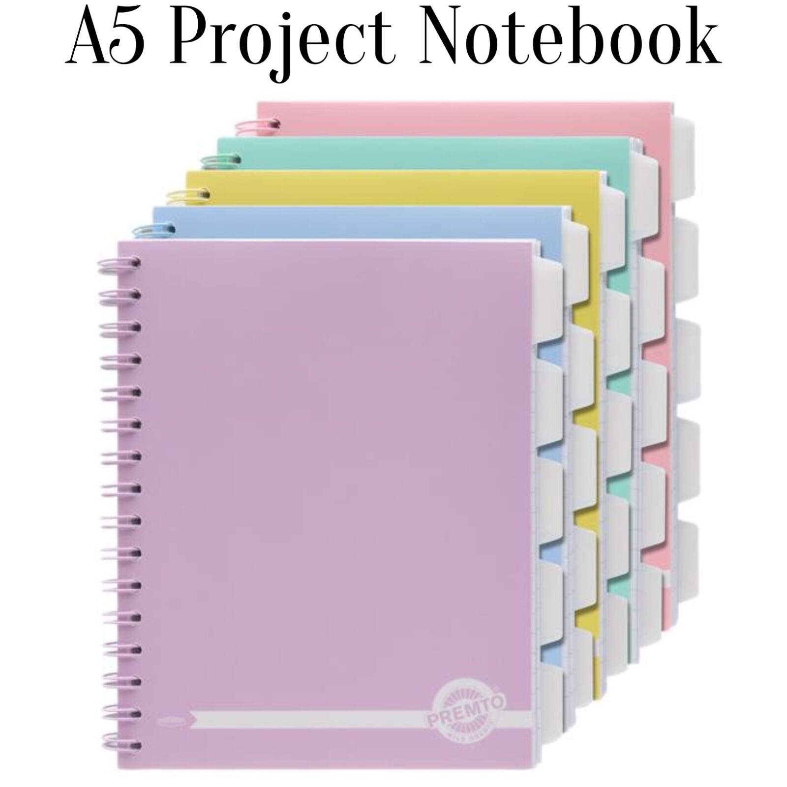 A5 Project Book 5 Subject Dividers Spiral Bound Notebook 250 Pages ...