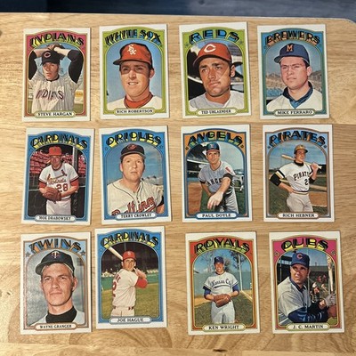 1972 Topps Baseball Commons Card Lot of 12 Great Condition All High ...