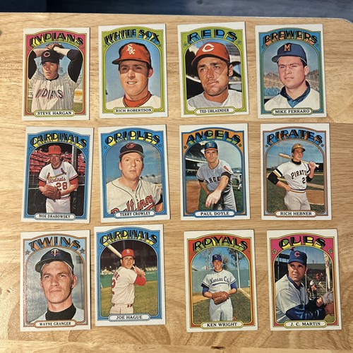 1972 Topps Baseball Commons Card Lot of 12 Great Condition All High ...