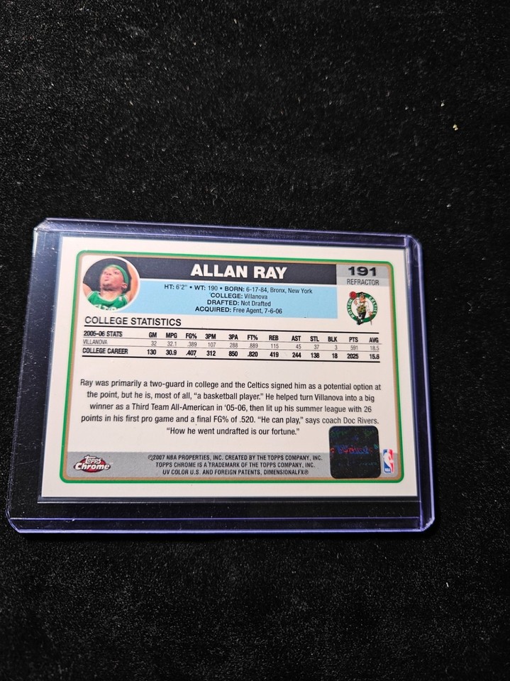 2006-07 Topps Chrome - Allan Ray #191 Black Refractor Autographs (AU ...