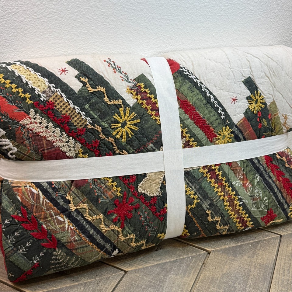 POTTERY BARN WINTER DREAMS REVERSIBLE QUILT, FULL/QUEEN HANDCRAFTED ...