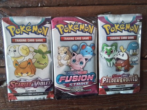 3 Pokemon blister cards paldea Scarlet Fusion Strike Booster Fun Pack ...