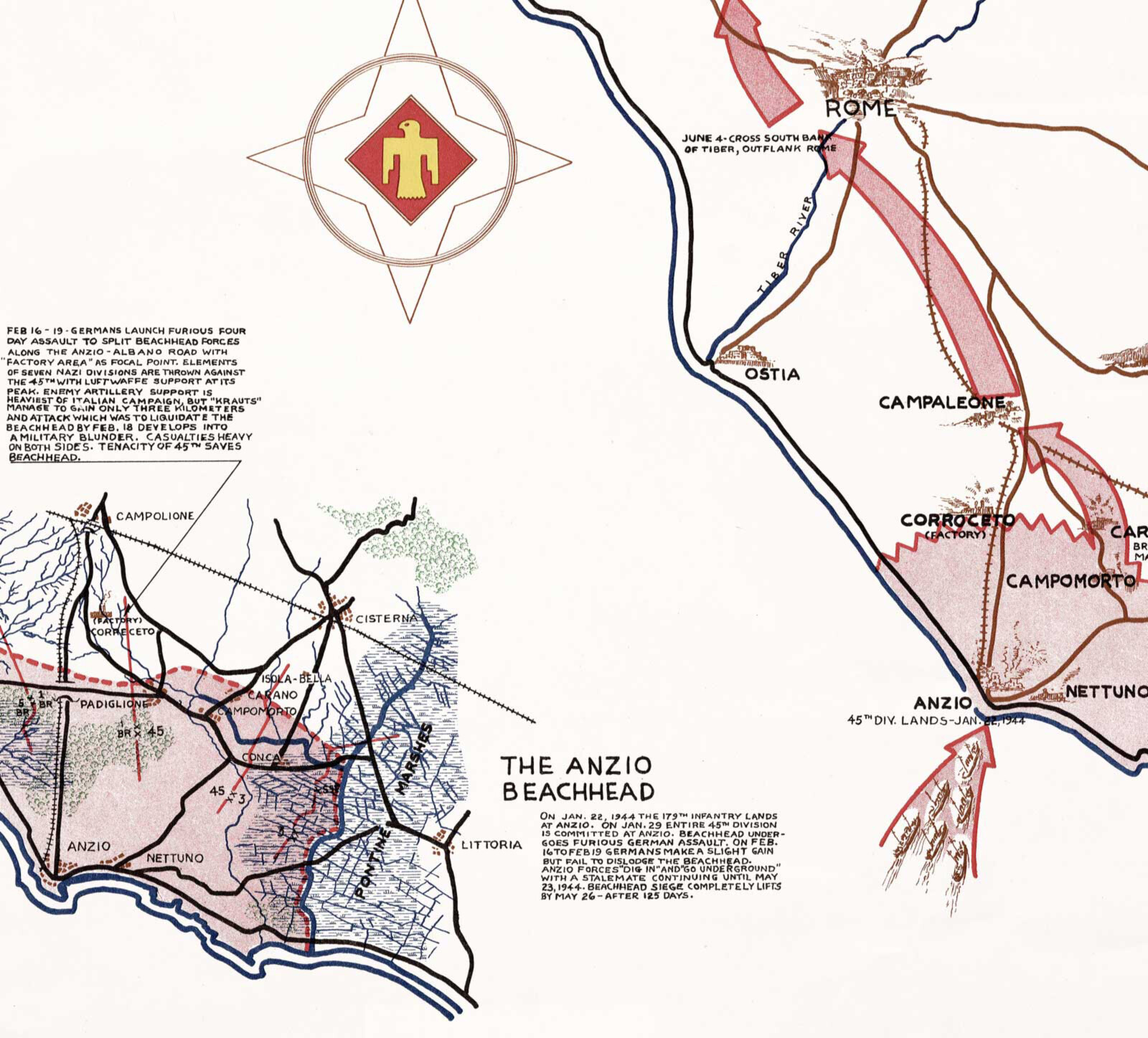 6 Maps - Campaigns of the 45th Infantry Div. - WW2 WWII Poster - World ...