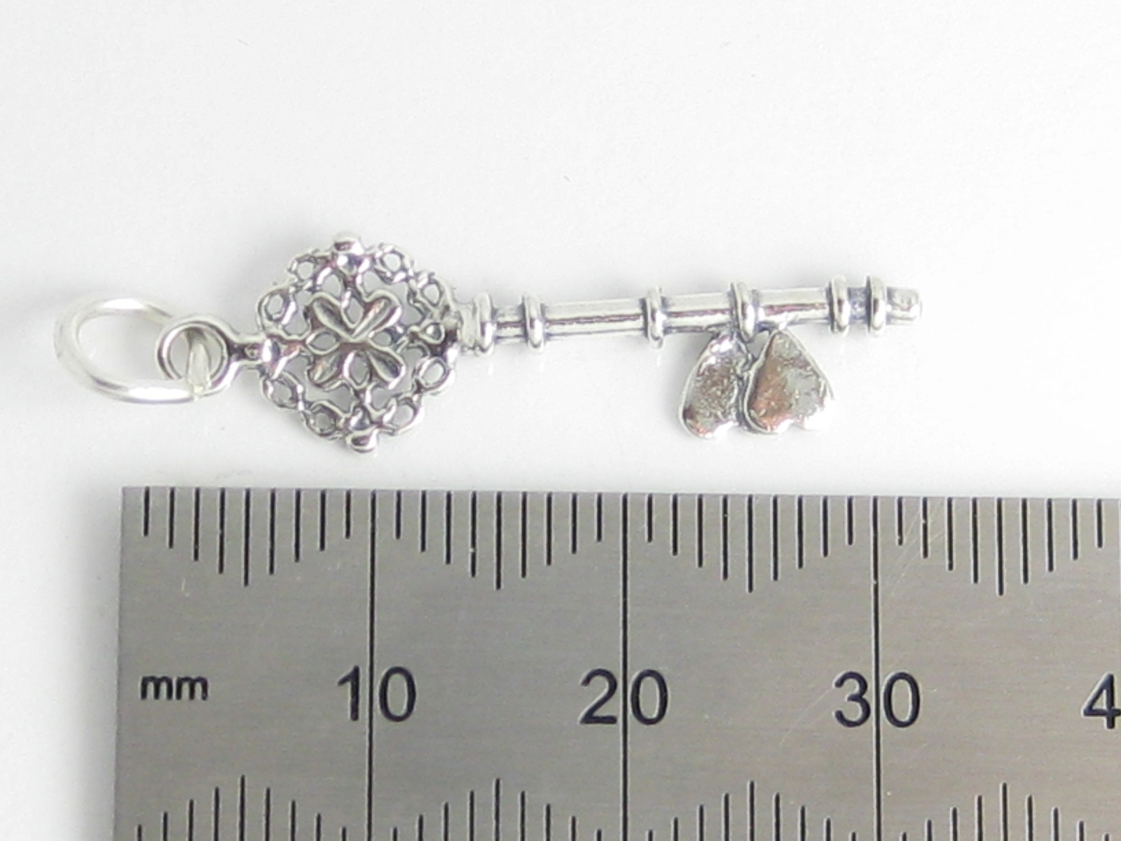 Fancy Key with Hearts sterling silver charm .925 x 1 Love Keys charms ...