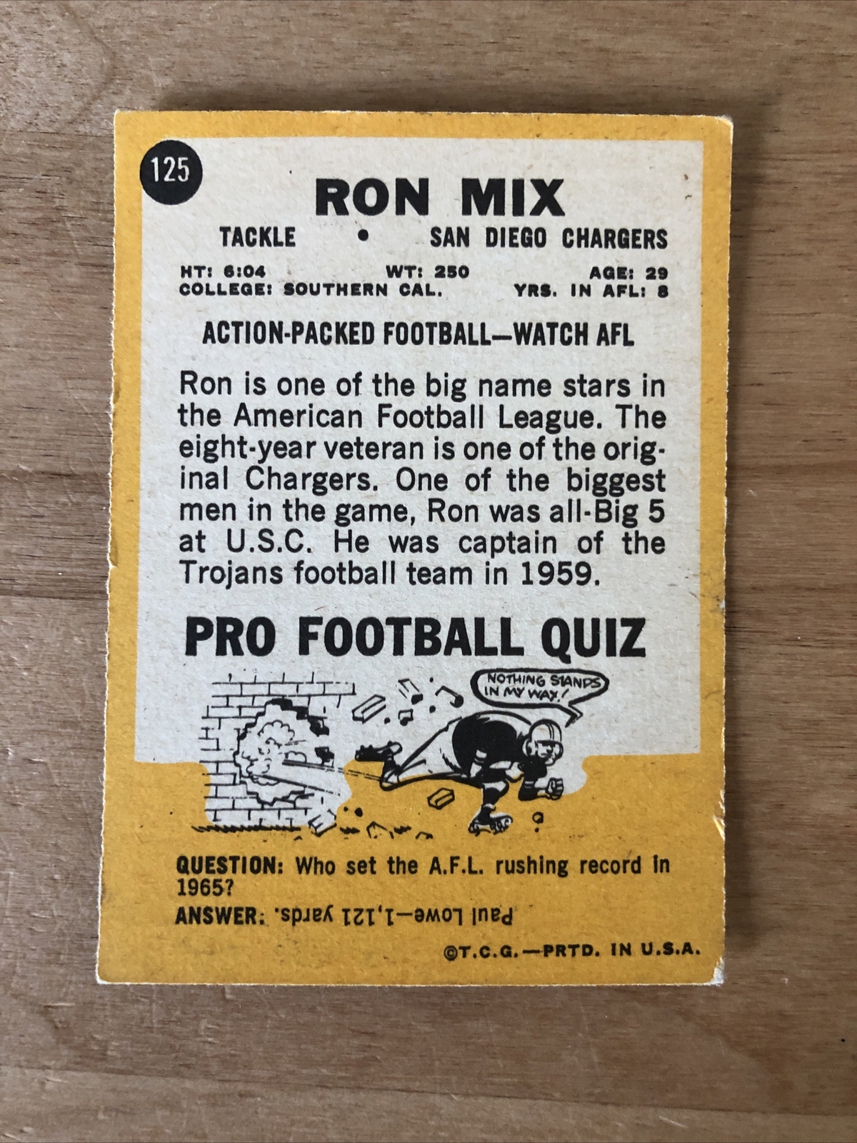 1967 Topps #125 Ron Mix HOF San Diego Chargers / USC Trojans | eBay