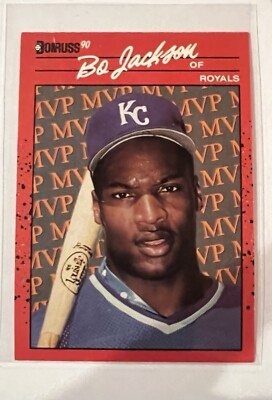 Bo Jackson 1990 Donruss Bonus MVP Darker Blue Hat, Error Card on back # ...
