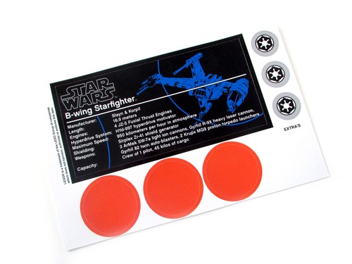 CUSTOM STICKERS for STAR WARS Set 10227 BWING B-Wing STARFIGHTER ...