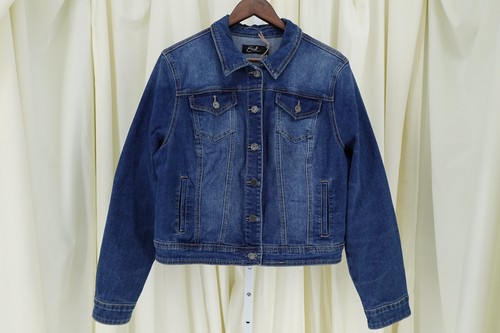 Earl Jean Women's Short-Waisted Classic Style Stretch Blue Denim Jacket ...