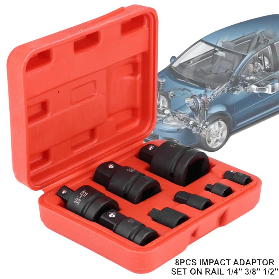 8Pcs Impact Socket Reducer Adapter Set Convertor Adaptors 1/4" 3/8" 1/2 ...