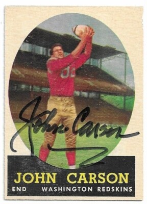 JOHN CARSON 1958 Topps Signed Autographed card #47 Washington Redskins ...