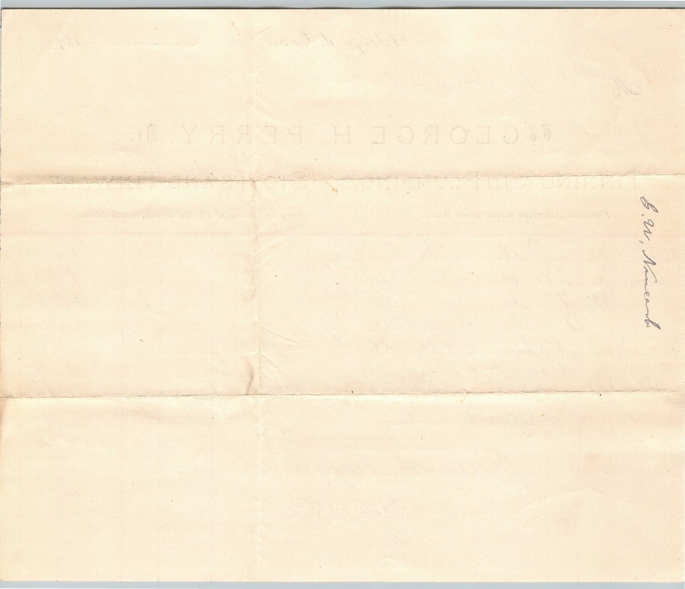 George H. Perry 1892 Letterhead Litchfield, Conn Tinning Plumbing ...