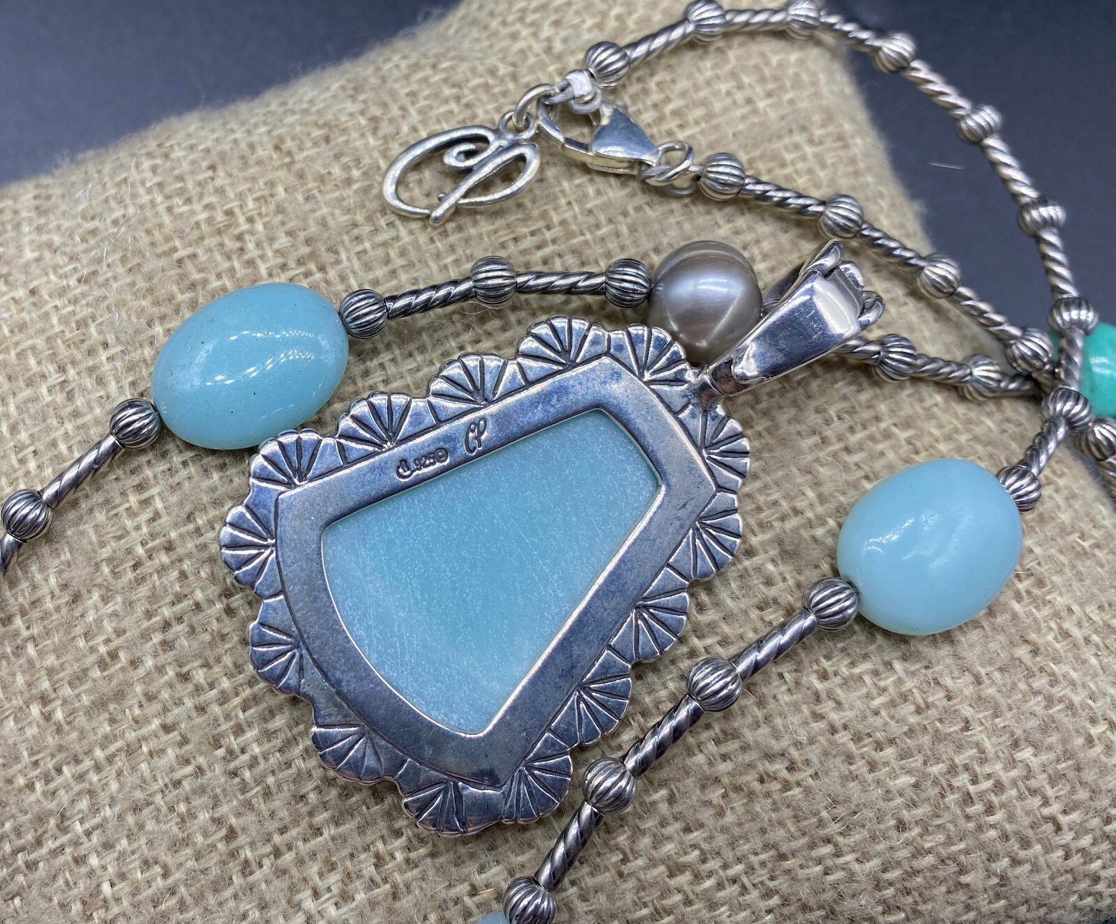 CAROLYN POLLACK RELIOS-Sterling SW Amazonite Aquamarine Bead Enhancer ...