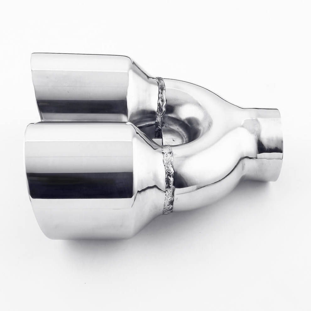 Stainless Steel QUAD 4" Out 2.5" Inlet 9" Long Dual Wall Exhaust Tips ...