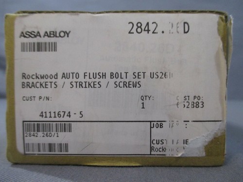 Rockwood 2842 26D Automatic Flush Bolt Set Brackets Strikes Screws Assa Rockwood 2842 26D Automatic Flush Bolt Set Brackets Strikes Screws Assa