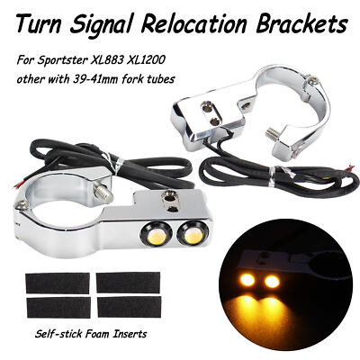 Front LED Turn Signals For Harley Sportster XL883/1200 39-41mm Fork ...