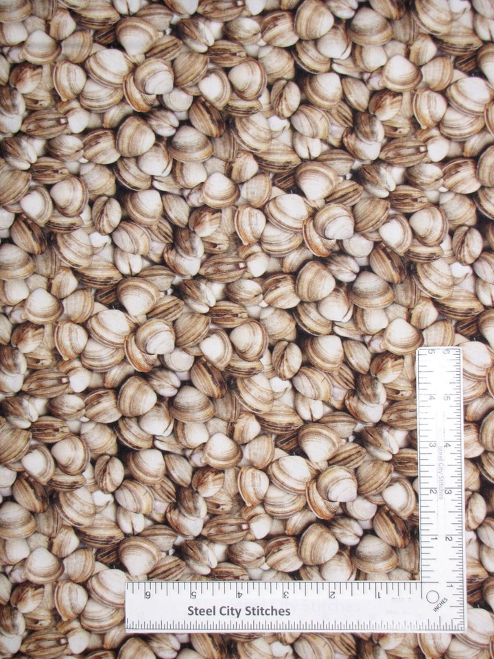 Food Festival Clam Shells Fabric Ocean #623 Cotton Elizabeths Studio By ...