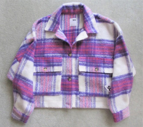 SO Cropped Purple Plaid Shacket Jacket - Large | eBay Australia