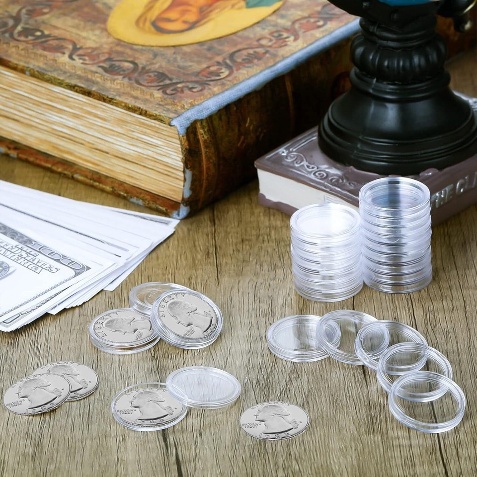 100X 25mm Coin Holder Capsules Case Clear For US Quarter Dollar with ...
