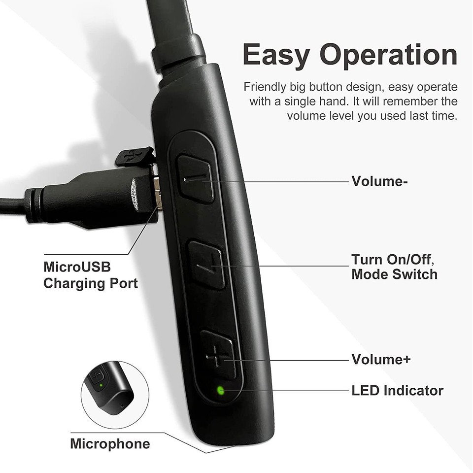 Rechargeable Hearing Amplifier Neckband for Adult Conversation Device ...