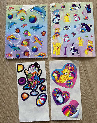 Vintage New! Lisa Frank Stickers Dolphins Dogs Cats Ice-Cream Heart ...