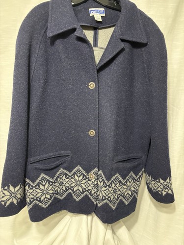 Vintage Knockabouts By Pendleton 100% Virgin Wool Navy Coat Women’s L | eBay