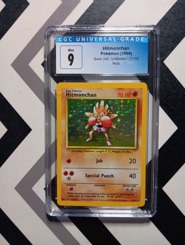 Pokémon TCG Hitmonchan Base Set 7/102 Holo Unlimited Holo Rare CGC 9 ...