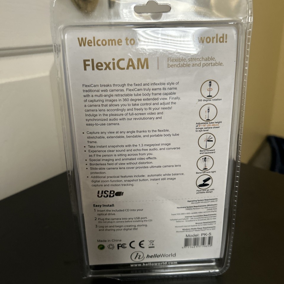 HelloWorld Digital USB FlexiCam PK-5 350k Pixel Adjustable Portable Web ...