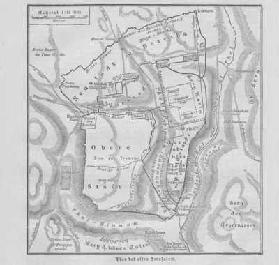 Old Jerusalem Rock Tombs City of David MAP Plan from 1888 Bezetha Akra ...
