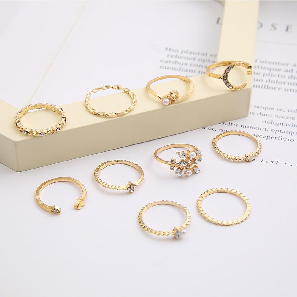 Alloy Diamond Moon Heart Finger Ring Set Ladies Luxury Jewelry for ...